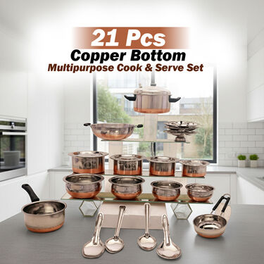 21 Pcs Copper Bottom Multipurpose Cook & Serve Set (21CC1) – Naaptol
