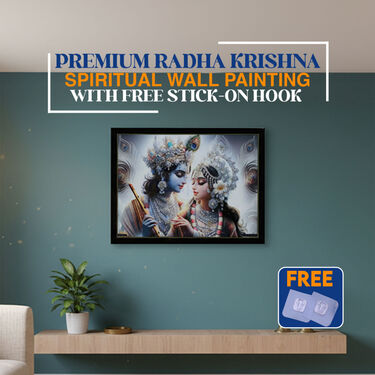 Premium Radha Krishna Spiritual Wall Painting with Free Stick-On Hook ...